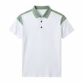 Ceisia Men Two Tone Panel Collar Button Placket Short Sleeve Texture ...