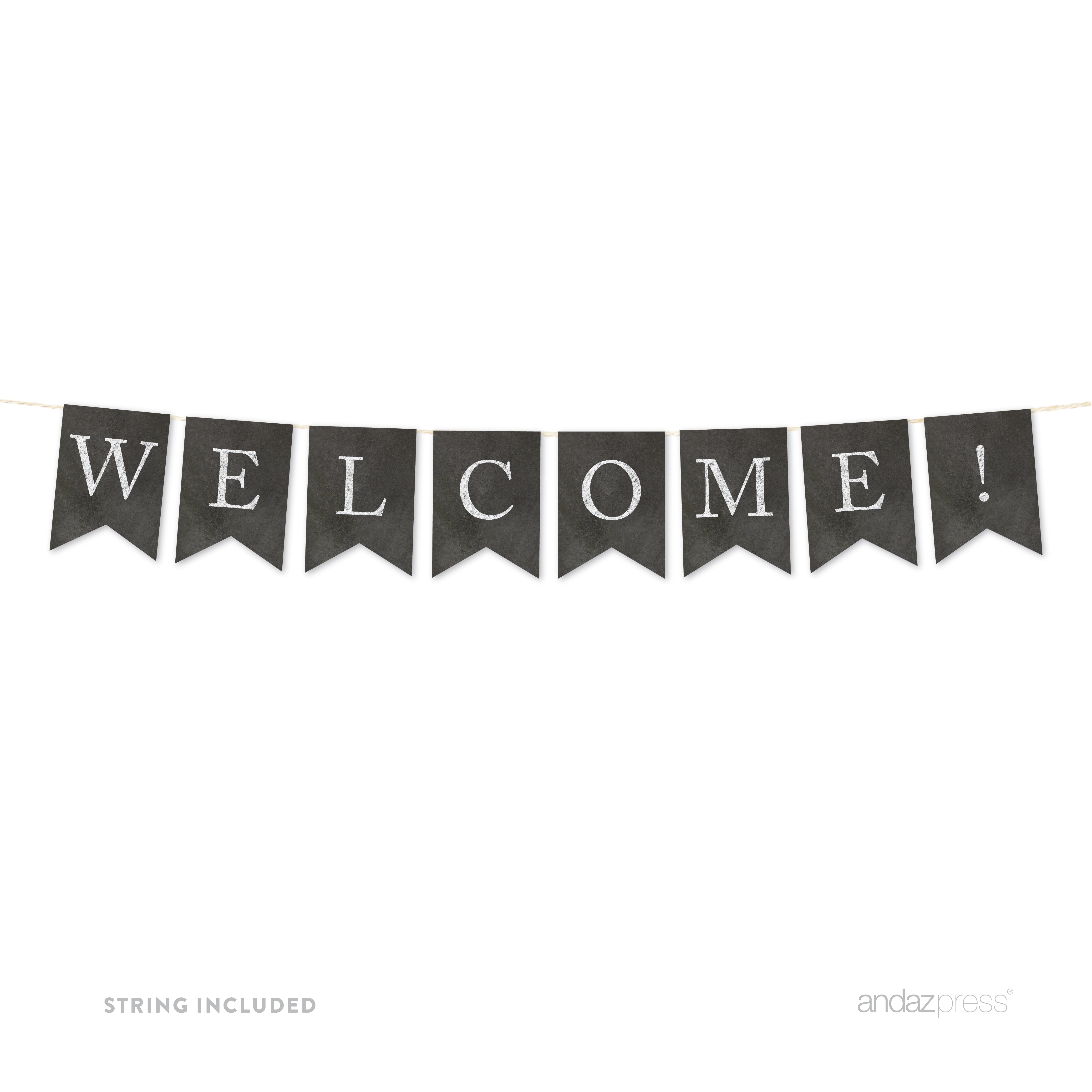 Welcome! Vintage Chalkboard Pennant Party Banner - Walmart.com