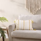Brielle Home Milo Textured Cotton Boudoir/Lumbar Throw Pillow with ...