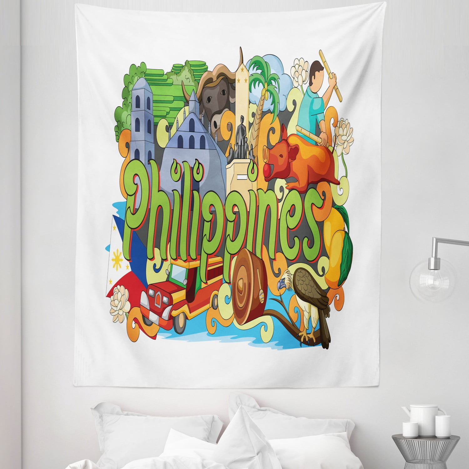 Phillipine Tapestry, Colorful Illustration of Doodle Showing ...
