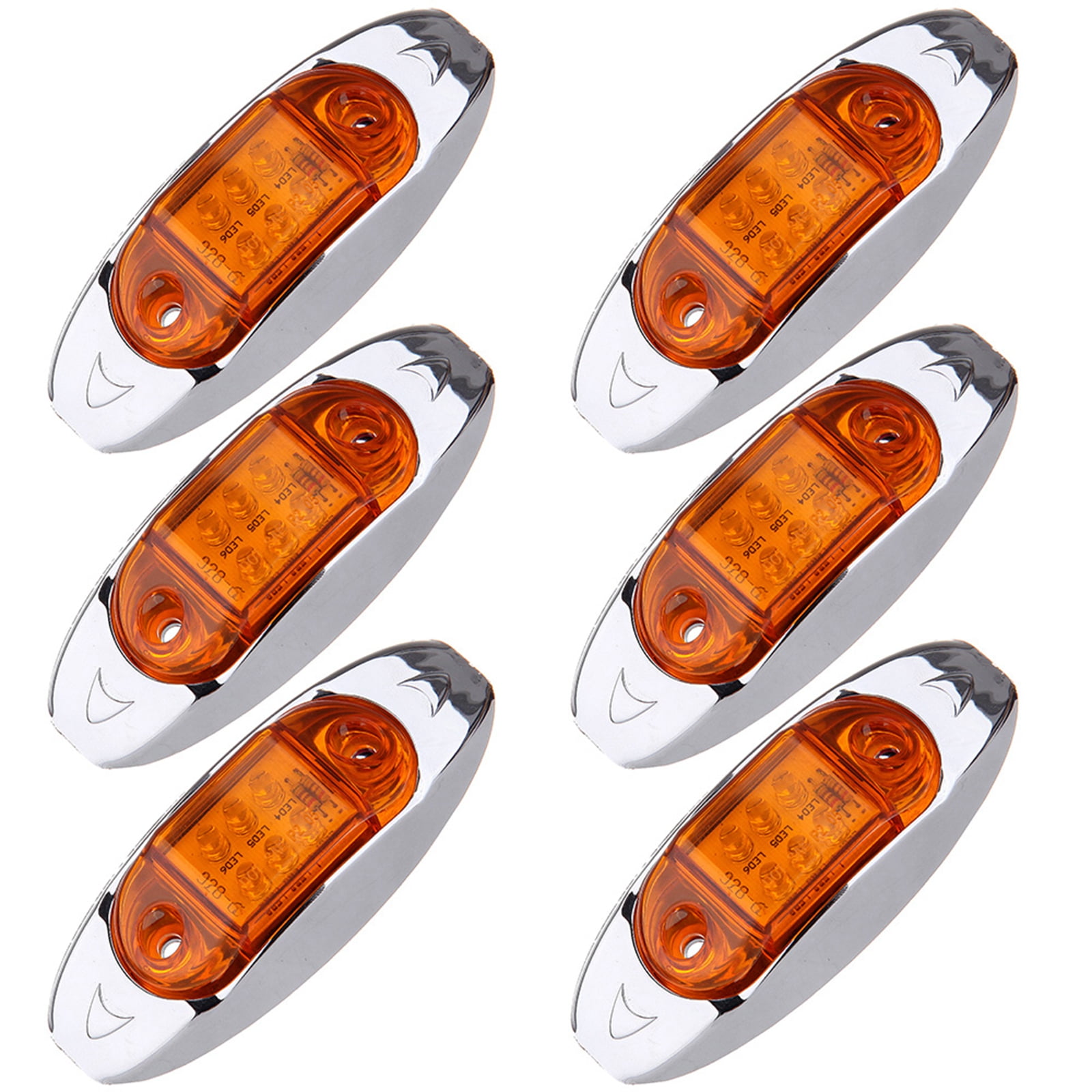 CCIYU Set of 6 Amber 6 LED Light Universal Waterproof Oval Lens Side ...