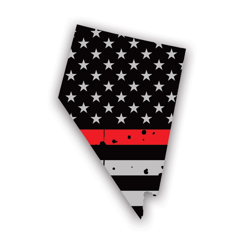 Distressed Nevada State Shaped Subdued US Flag Thin Red Line Sticker ...