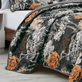 ESCA Beautiful 3-Piece Bedding Set, Floral Black Orange Helbah ...