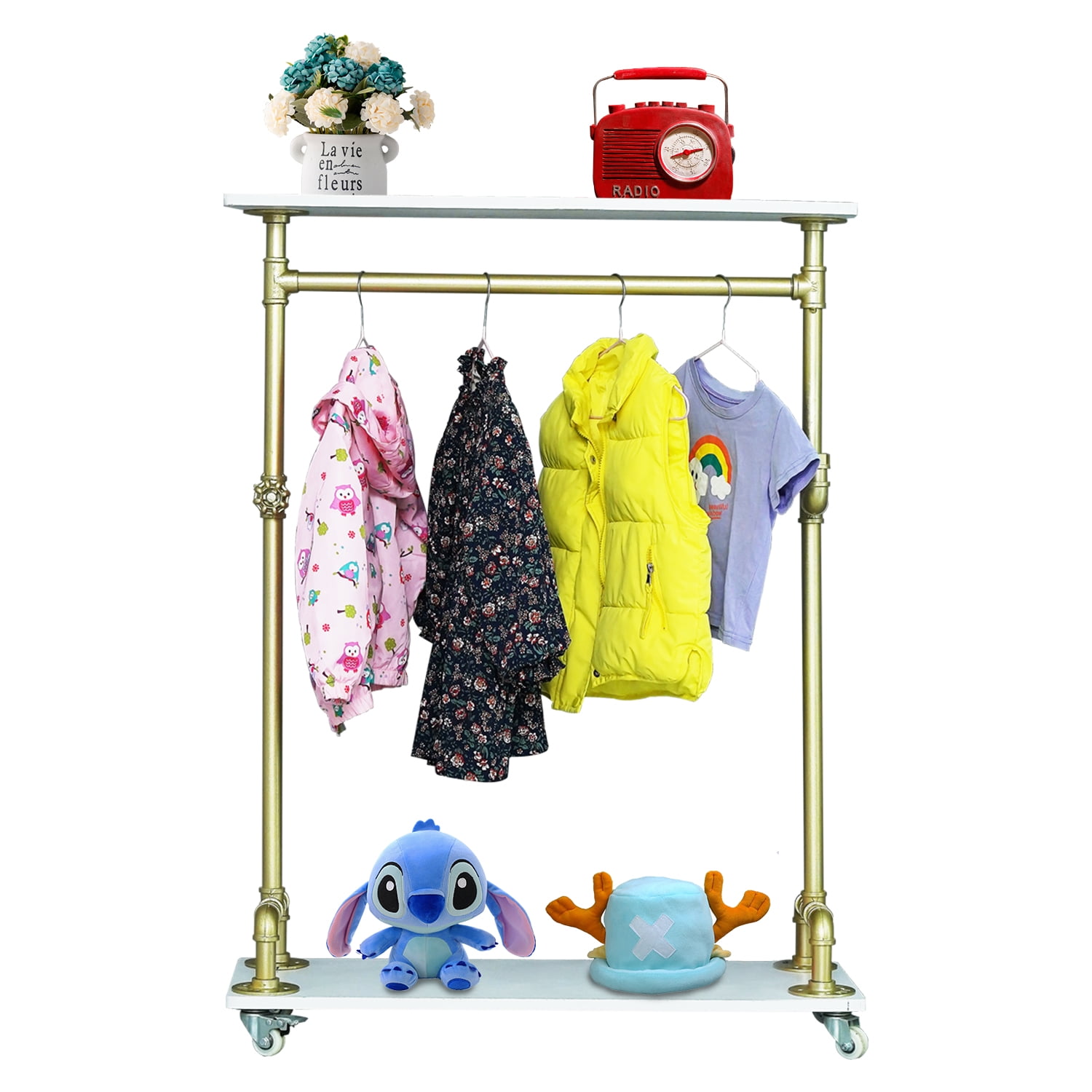 Child Garment Rack, Dress Up Rack with Storage Shelf, Garment Rack with ...
