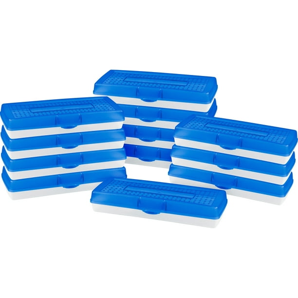 Storex Plastic Stretch Pencil Box for Kids, Blue, 12-Pack - Walmart.com