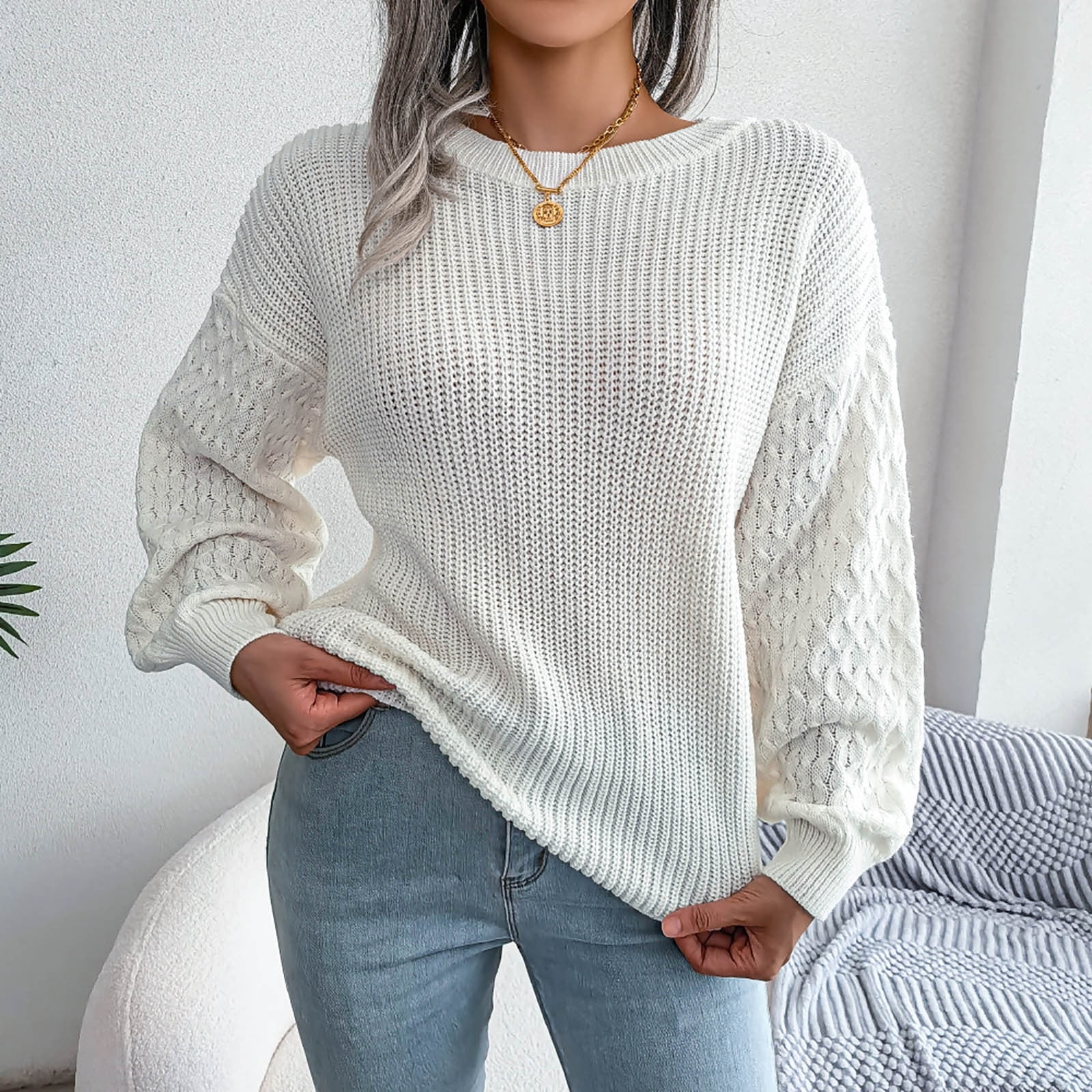 Click here for Egnmcr Round-Neck Sweater For Women  Sweater For W... prices