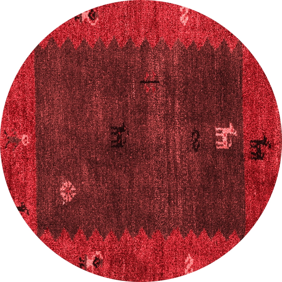 Ahgly Company Indoor Round Abstract Red Modern Area Rugs, 8' Round ...