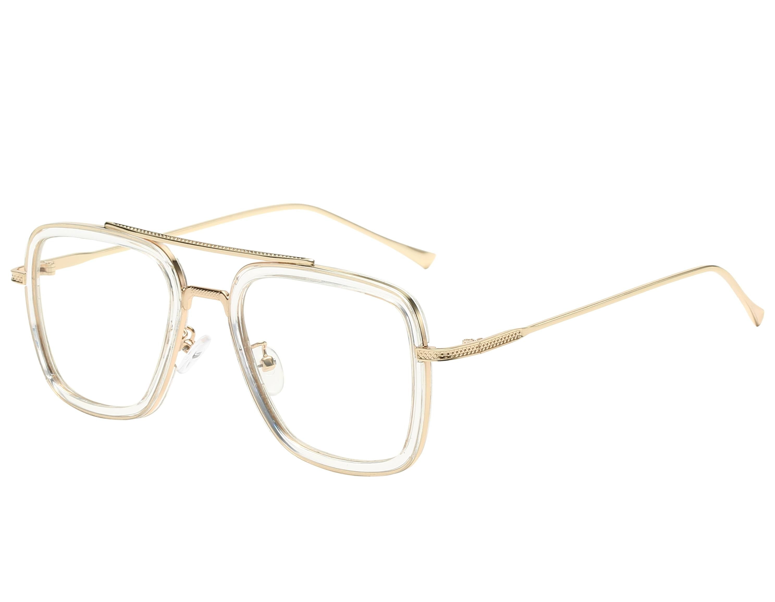 Tony Stark Aviator Sunglasses - Gold & Transparent Frame / Clear Lens ...