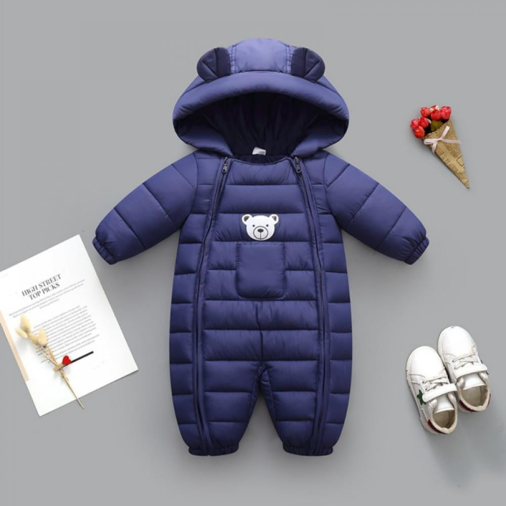Baby Cute Snowsuit Infant Cotton Romper Baby Zipper Long Sleeve Winter ...