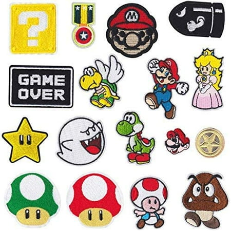 17pcs Super Mario Patch Embroidered Iron on Badge Applique Costume ...