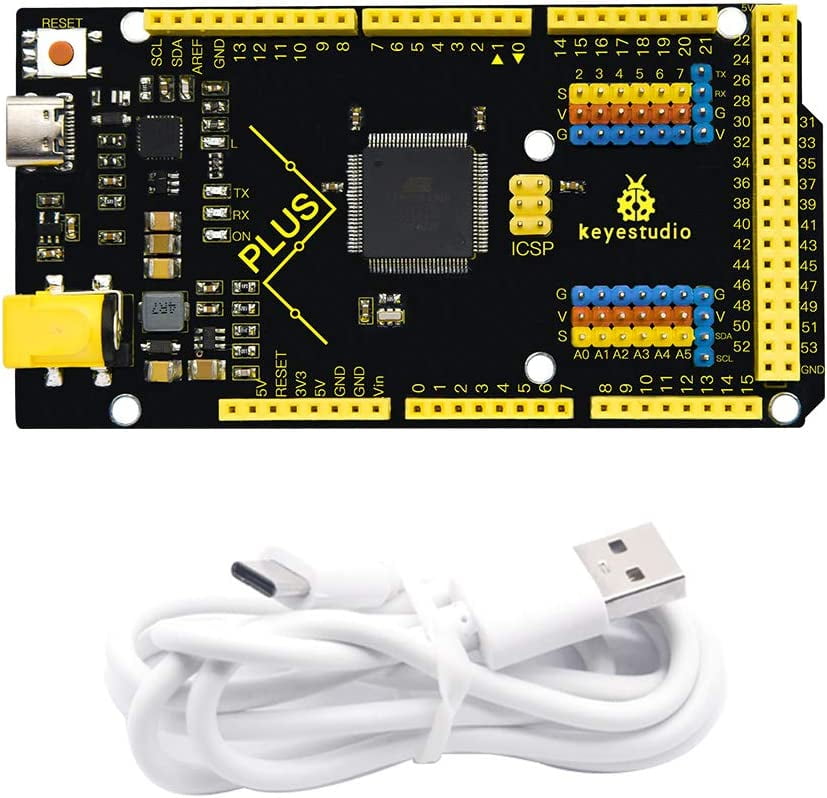 Mega Plus 2560 R3 Board for Arduino with Type-C USB Cable, 1.5A Output ...