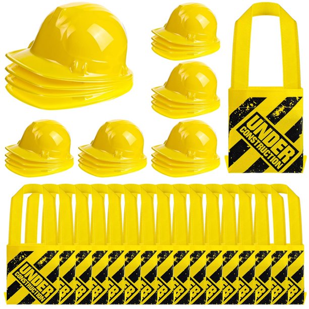 Construction Zone Party Pack - 48 Piece Set with Hard Hats and Tote ...