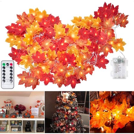 Thanksgiving Fall Maple Leaf String Lights, 20 Feet Length, 40 Led Leaf ...