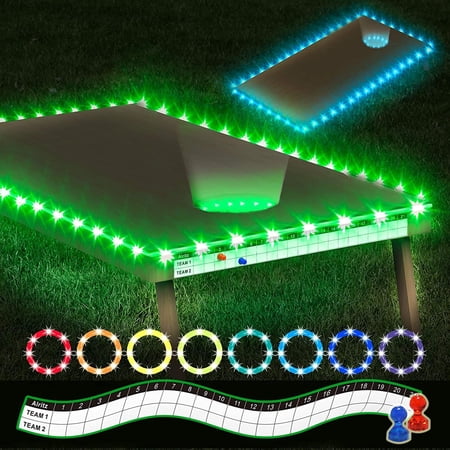 LED Cornhole Lights with Magnetic Scoreboard - 2 Sets 16 Color Changing ...