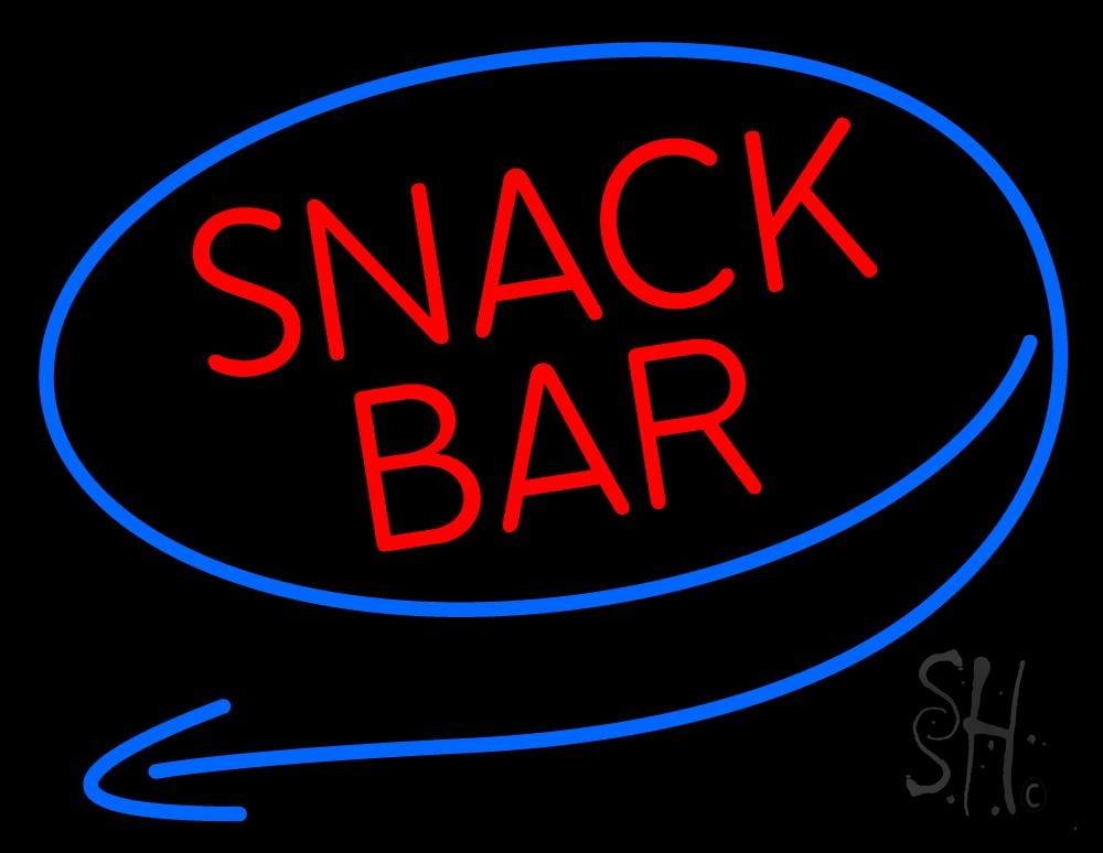 Round Red Snack Bar LED Neon Sign 24 x 31 - inches, Clear Edge Cut ...