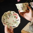 Porcelain Espresso Cup with Saucer, Retro Flower Rose Ceramic Cup, Tea ...