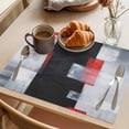 Black Red White Geometric Cotton Linen Placemats Set of 8, Distressed ...