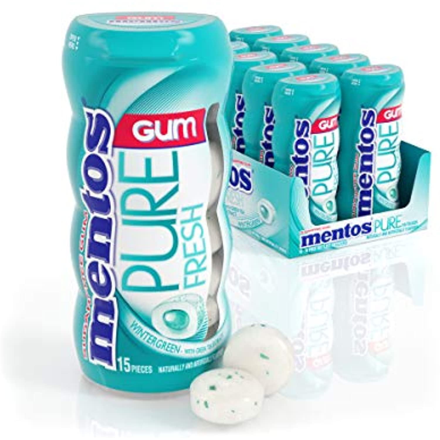 Mentos Pure Fresh Sugar-Free Chewing Gum With Xylitol, Wintergreen, 15 ...