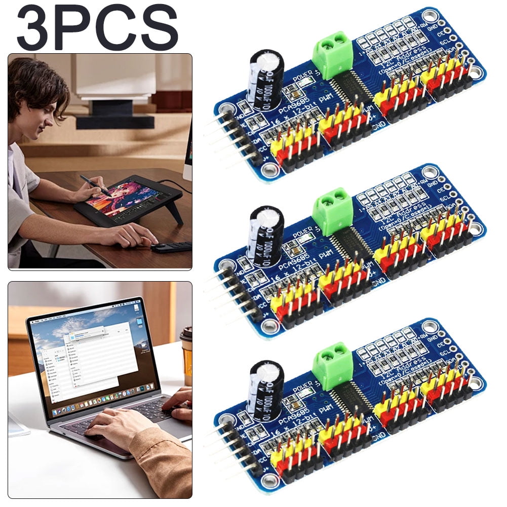 3 uds 16 canales 12 bits PWM/servocontrolador interfaz I2C módulo PCA9685 40-1000Hz 5-10V ...