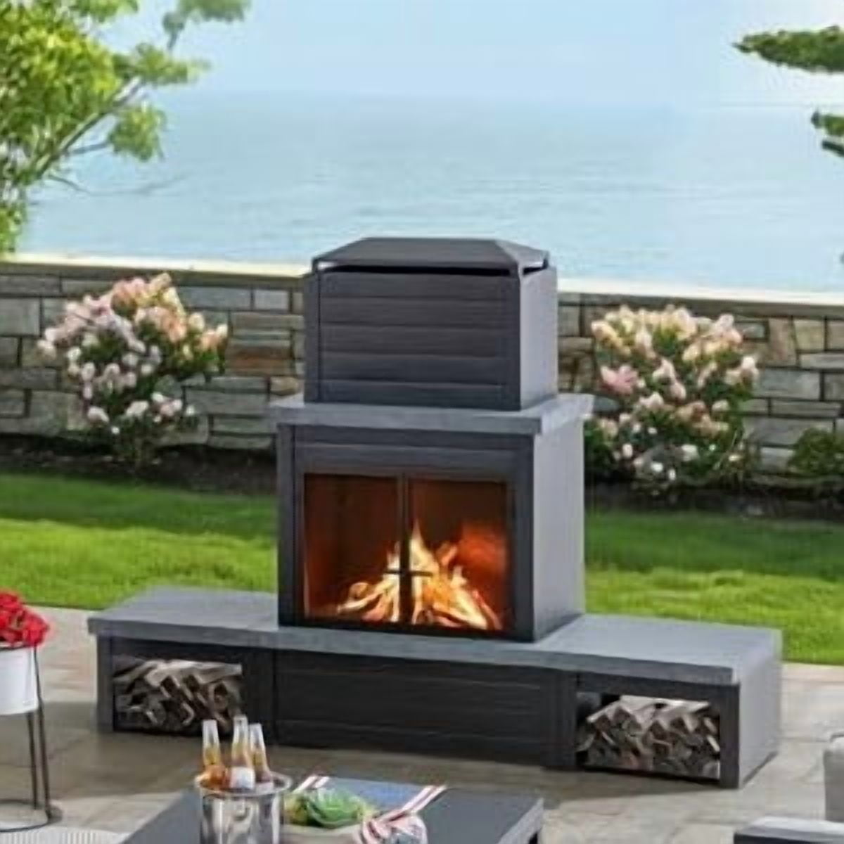 Click here for Sunjoy Group Sunjoy Wood Burning Fireplace  Matte... prices