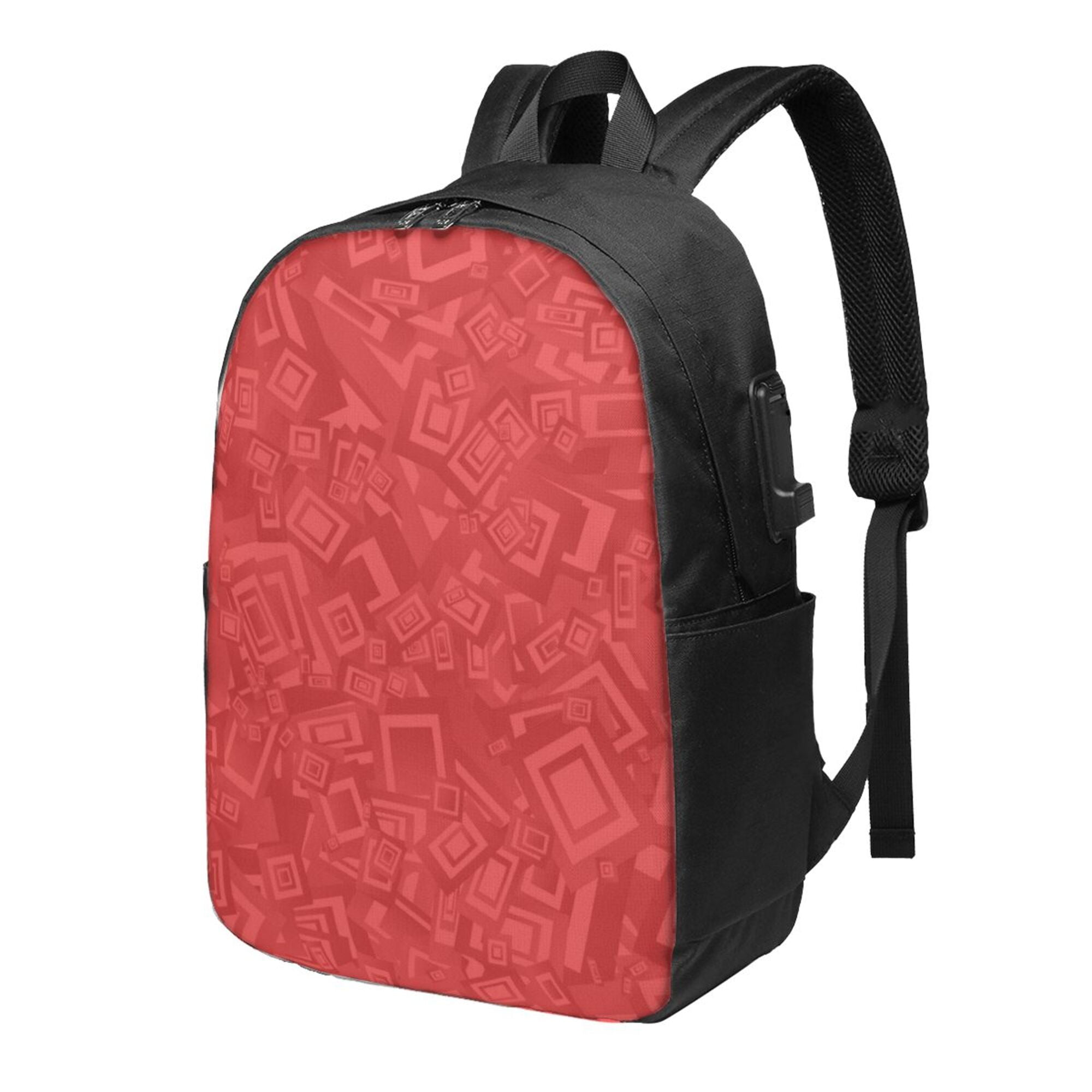 YFYANG 17" Laptop Backpack, Red Geometric Pattern Fashion Travel Work ...