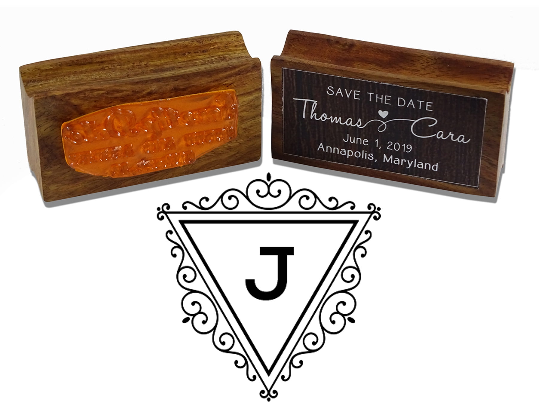 Printtoo Triangle Swirl Border Letter J Inital Uppercase Monogram Wood ...