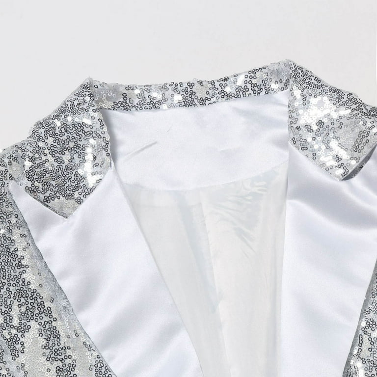 WREESH Mens Sequins Suit Jacket Color Block Stylish Blazer WREESH Mens Sequins Suit Jacket Color Block Stylish Blazer