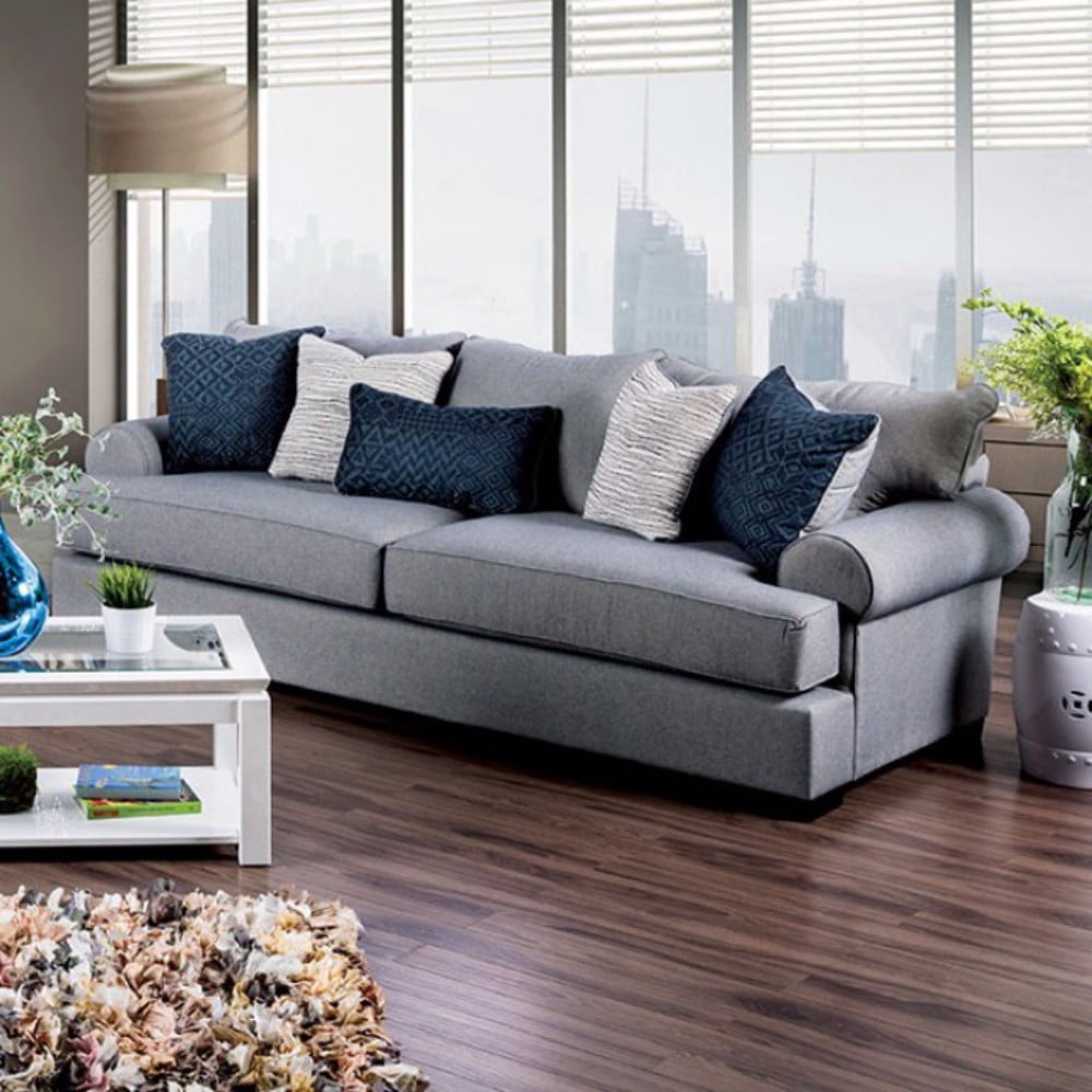 Extravagant Transitional Style Sofa in Gray - Walmart.com
