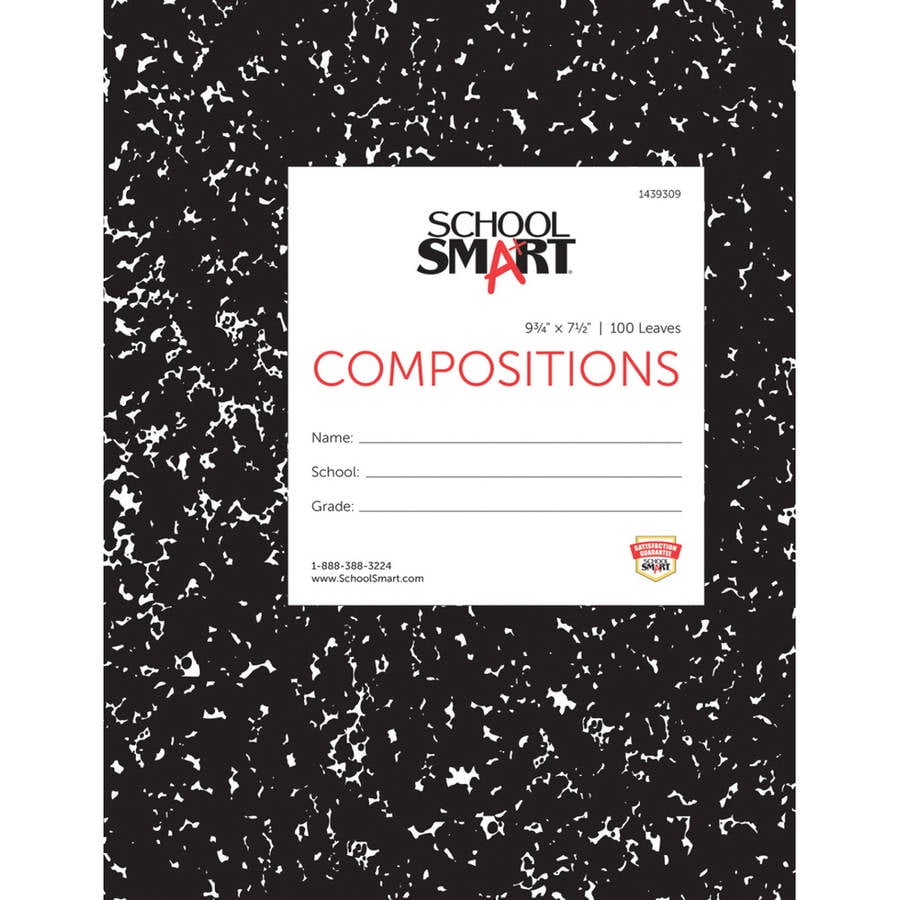 School Smart Hard Cover Ruled Composition Book, 100 Sheets, 9-3/4 x 7-1 ...