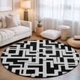 Black Stripe 3FT Round Area Rug Abstract Minimalist Geometric ...