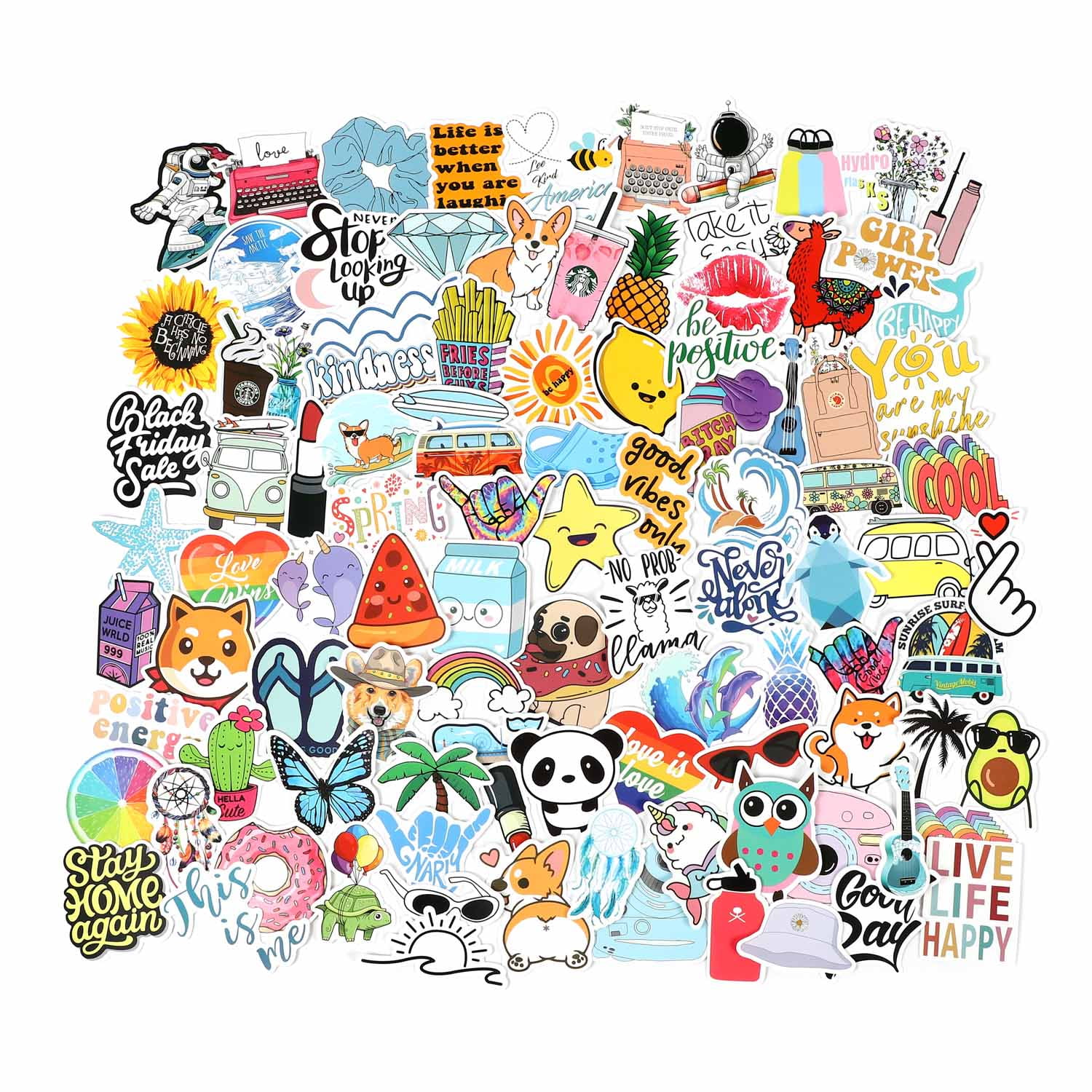 Buy 100pcs Cute Trendy Summer Stickers for Water Bottles Kids Teens ...