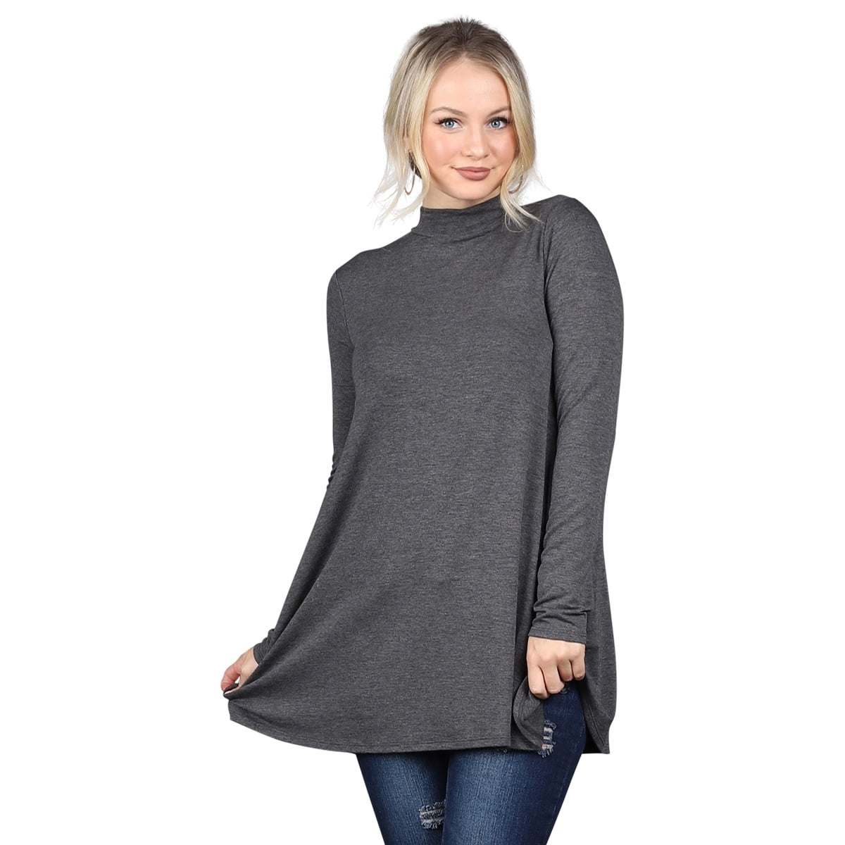 Zenana Outfitters Plus Size Mock Neck Tunic Top