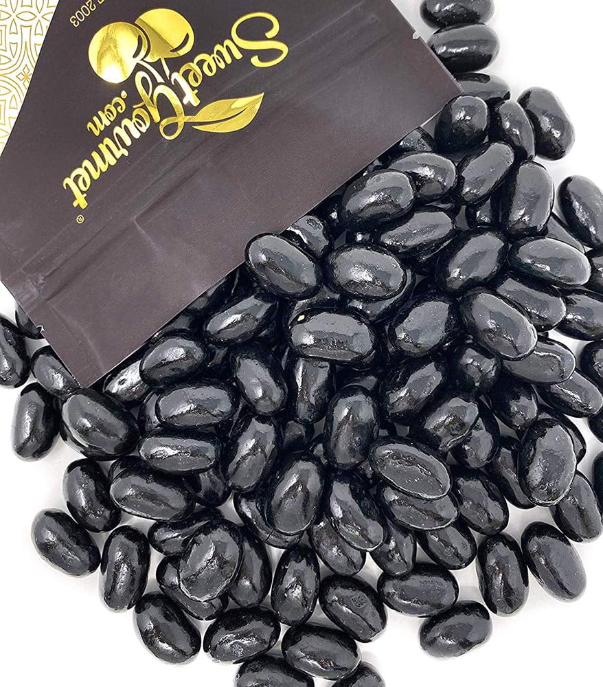 Sweetgourmet Jumbo Black Licorice Jelly Beans Bulk Unwrapped 2 Pounds
