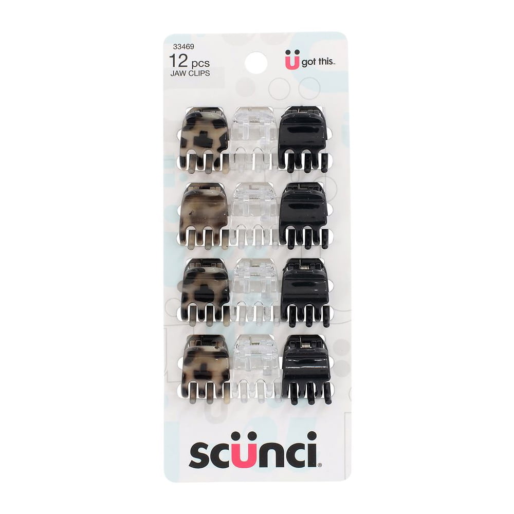 Scunci Small Chunky Hair Claw Jaw Clips, Assorted Colors, 12-Pieces ...