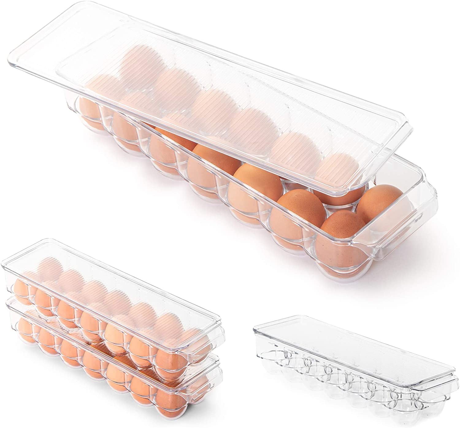 Smart Design Stackable Refrigerator Egg Bin with Handle and Lid - Set ...