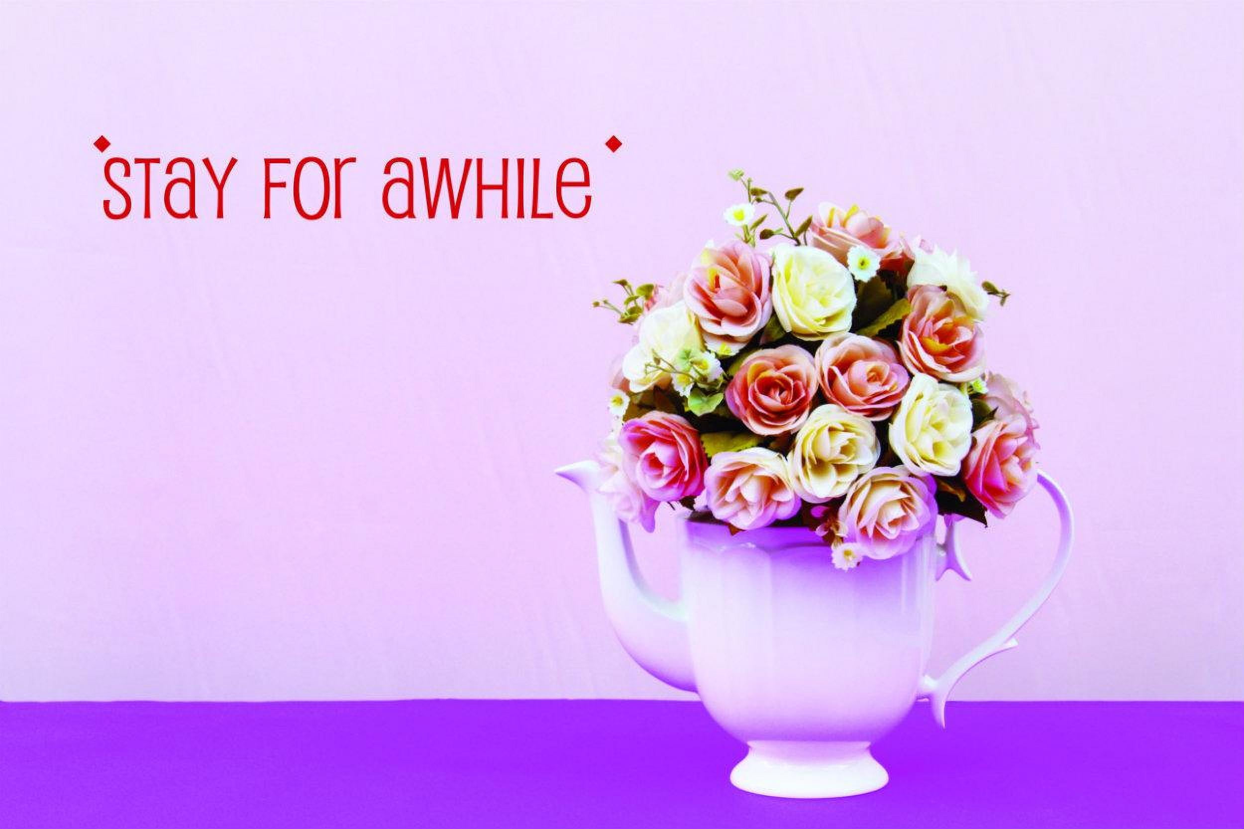 Stay For Awhile Home Welcome Cozy Fireplace Housewarming Enter ...