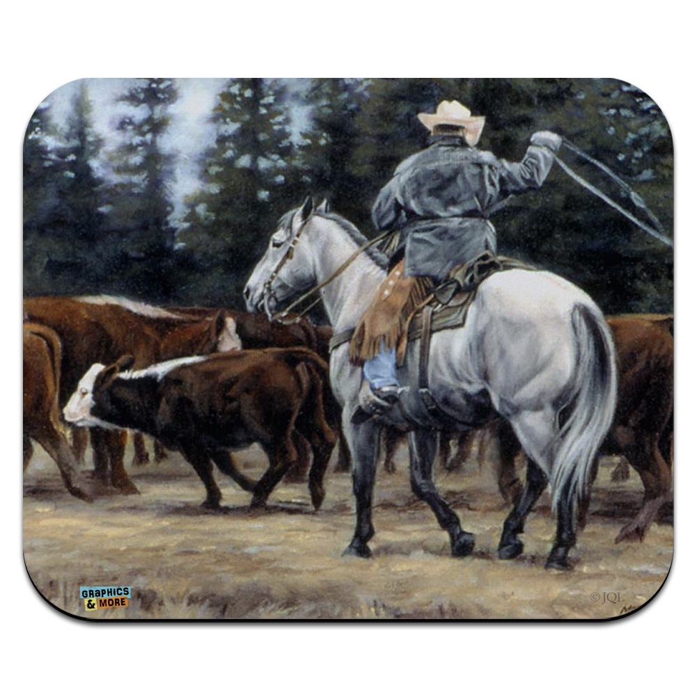 Ranch Cowboy Cattle Drive Roundup Low Profile Thin Mouse Pad Mousepad ...