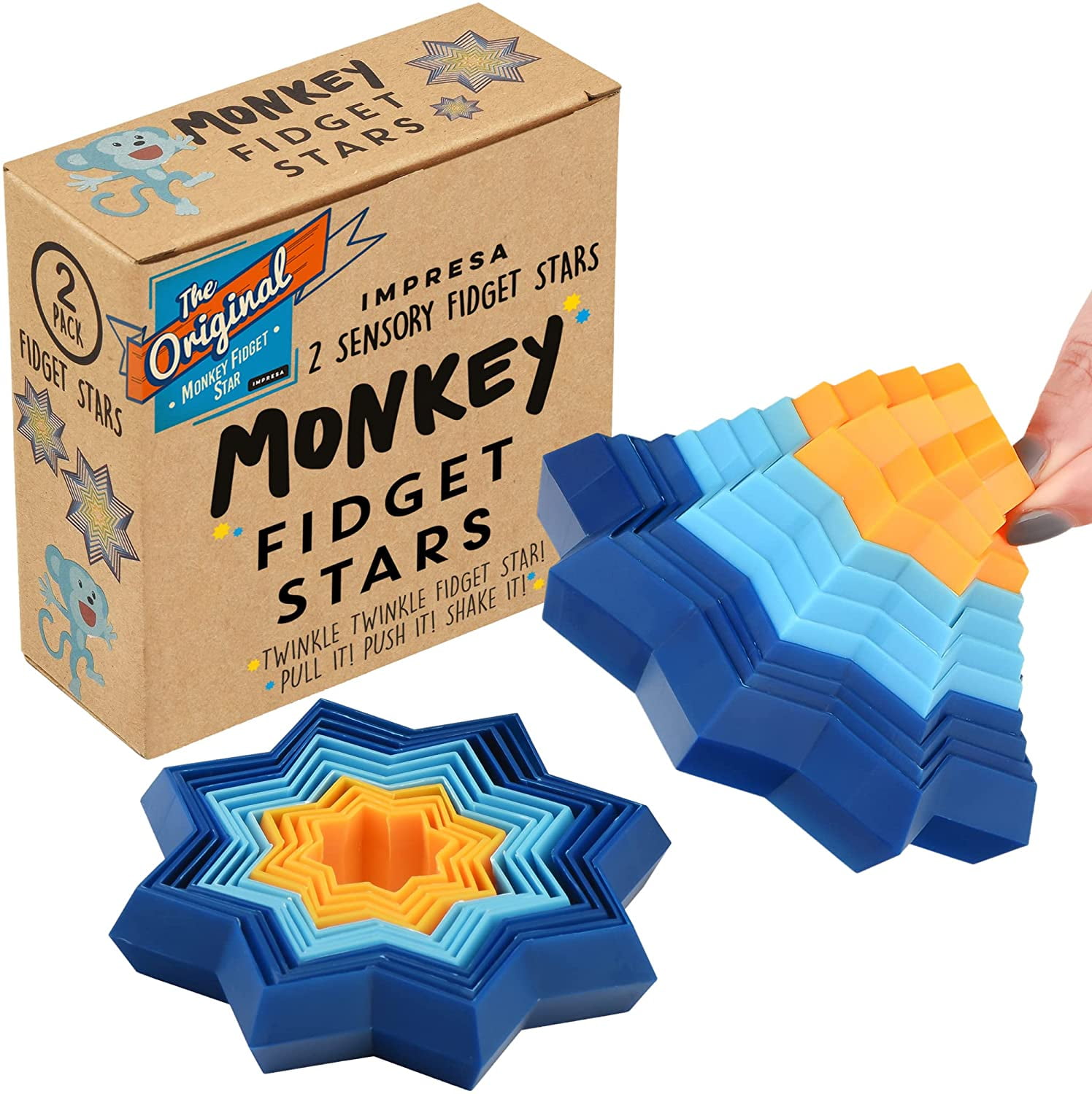 Impresa 2-Pack Original Monkey Fidget Star Kid Sensory Toys to Help ...