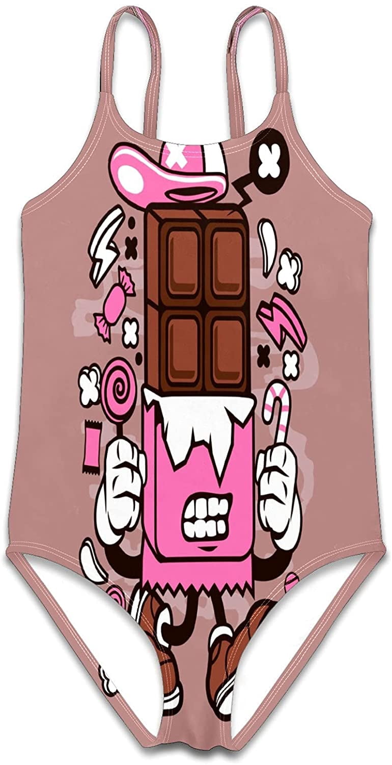 Girls Swimsuit Cartoon Chocolate Bar Swimsuits Bathing Suits - Athletic ...