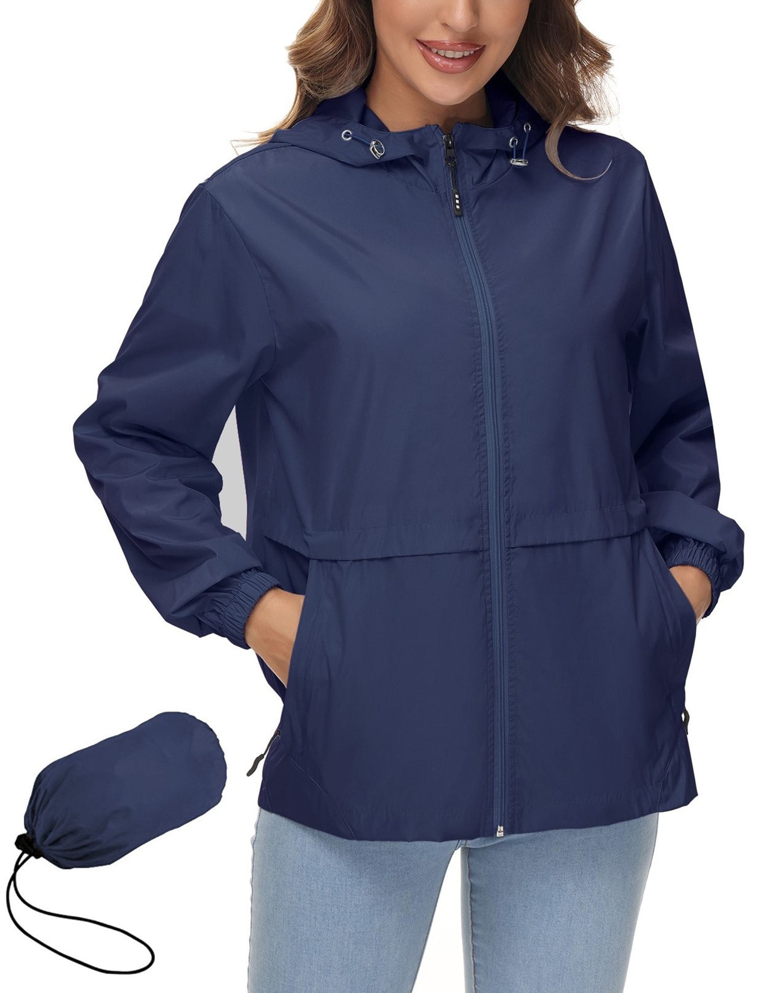 Avoogue Rain Jacket Womens Lightweight Waterproof Raincoat Packable ...