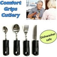 Extra Wide Handles Bendable Easy Grip Cutlery Set, Chunky Handles ...