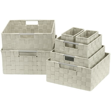 Simplify 6 Pack Plastic Organizing Storage Basket Set, White - Walmart.com