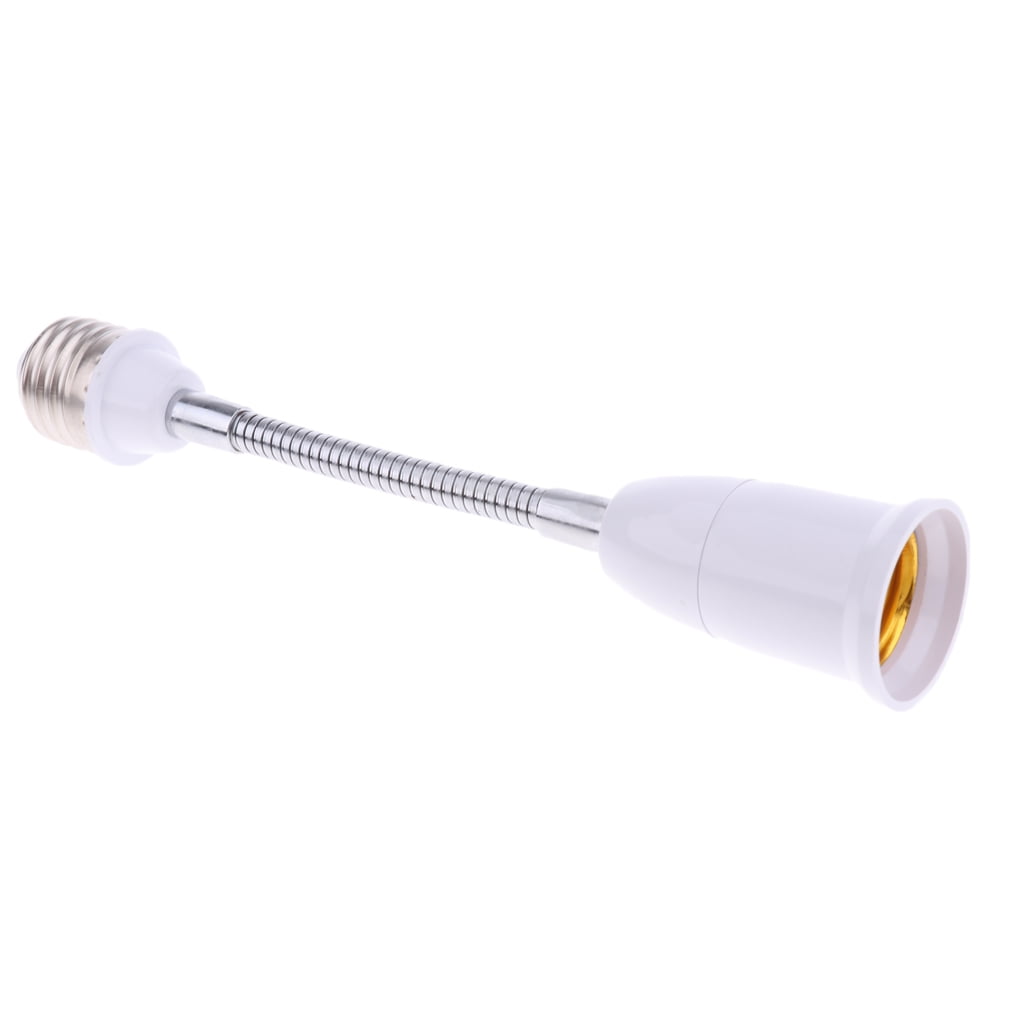 White 20cm E27 to E27 Light Lamp Socket Flexible Extension Adapter ...