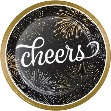 Creative Converting 357597 7 in. Dia. Navy & Gold Milestone 80th ...
