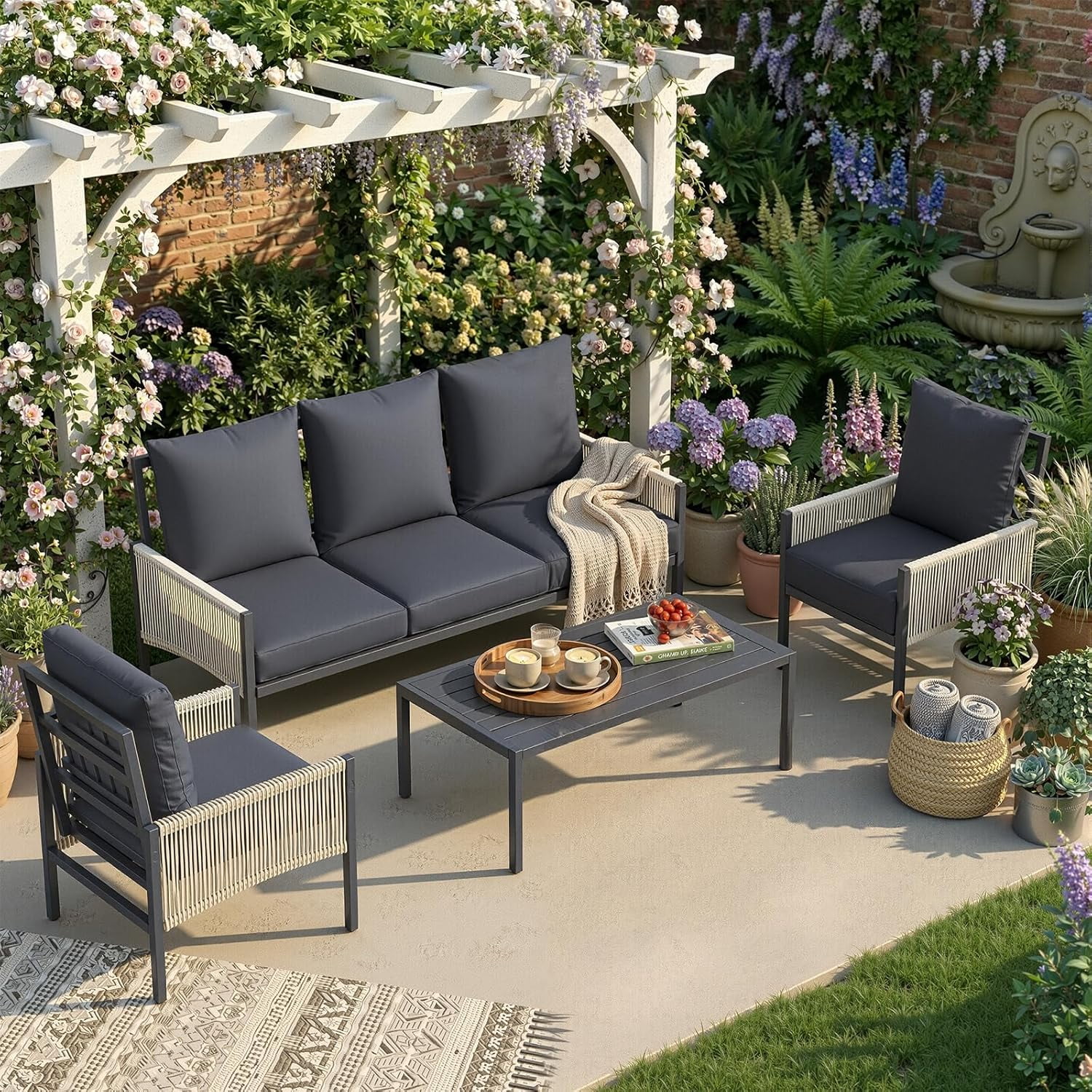 Click here for Aecojoy Aluminum 5-Seat Outdoor Sectional Patio Fu... prices