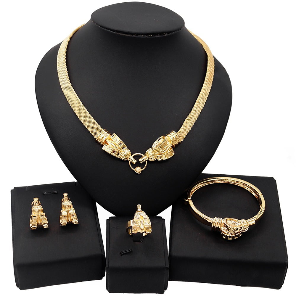 Jewelry Set For Women - Women's Hugs & Kisses 18k Gold Plated 4 Pieces ...