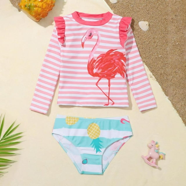 Uccdo Toddler Little Girls Two-Piece Rash Guard Swimsuit Sets with ...
