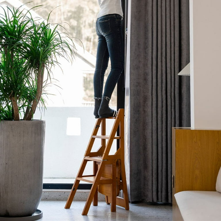 Wooden Four Step Ladder Closet