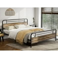 "IKIFLY Cal King Metal Platform Bed Frame, Wooden Headboard, Steel ...
