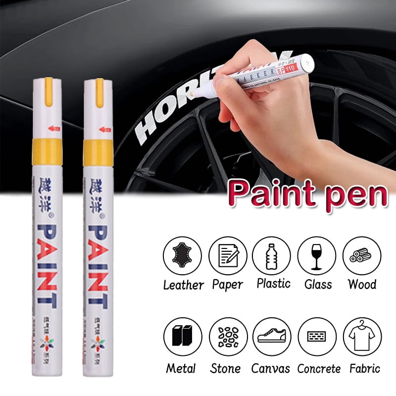 OBOSOE Yellow Paint Pens,2-Pack Oil-Based Permanent Pens,Medium Nibs ...